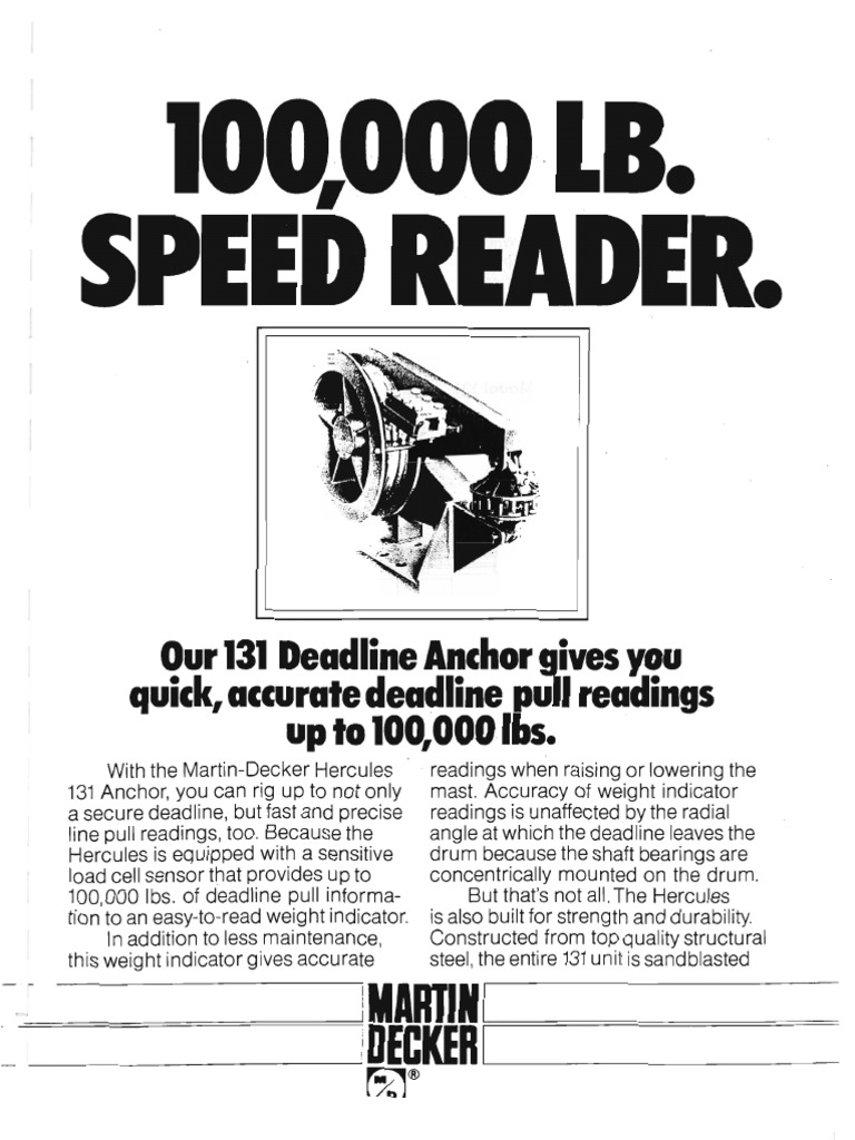 Hercules Model 131 Deadline Anchor Specs | PDF