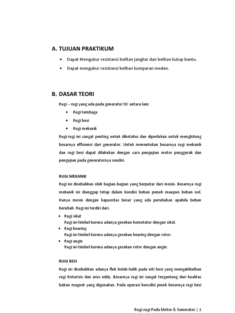 Rugi-Rugi Motor Dan Generator | PDF
