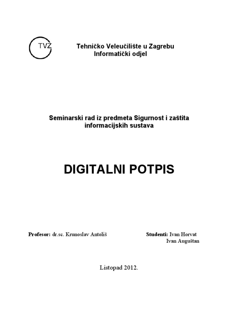 Digitalni potpis, seminar