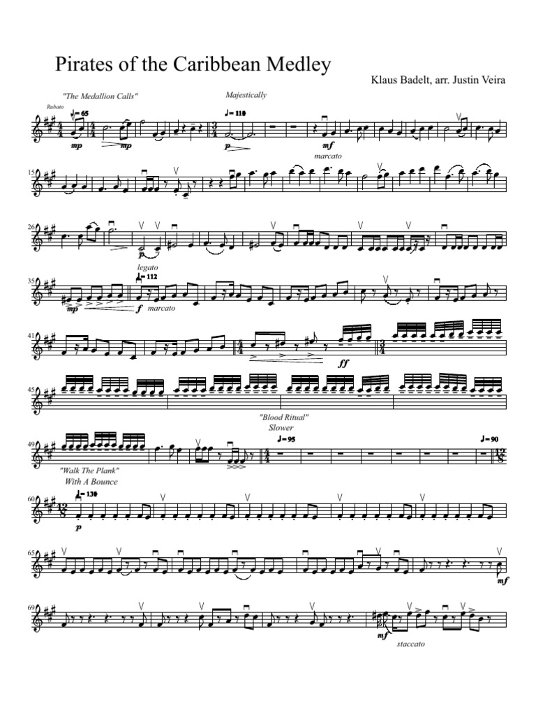 Pirates of The Caribbean Medley: MF P MP MP | PDF