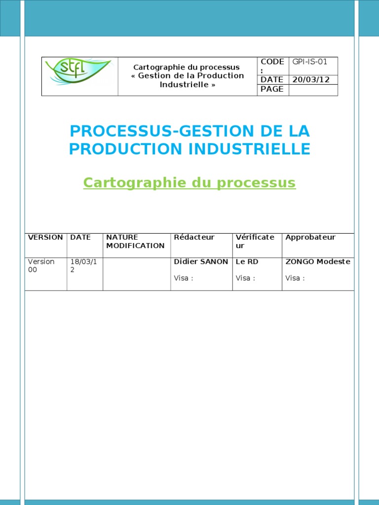 Cartographie du Processus de Production | PDF | Planification | Inventaire