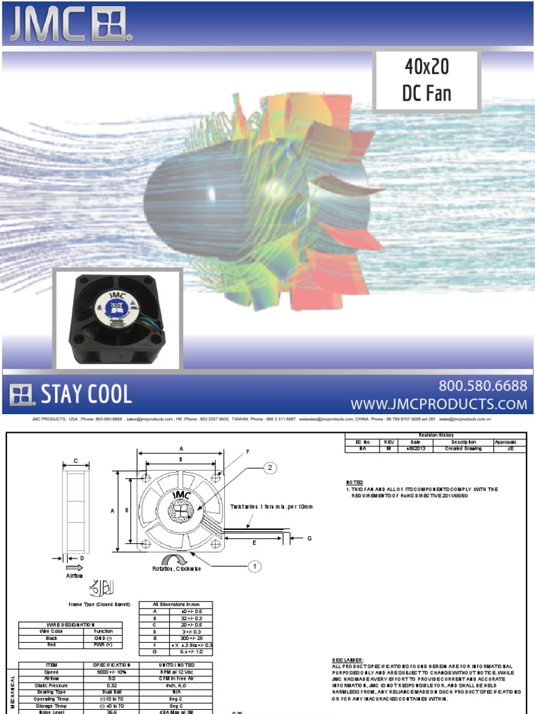 JMC 40x20mm DC Fan | PDF | Mechanical Fan | Electrical Engineering