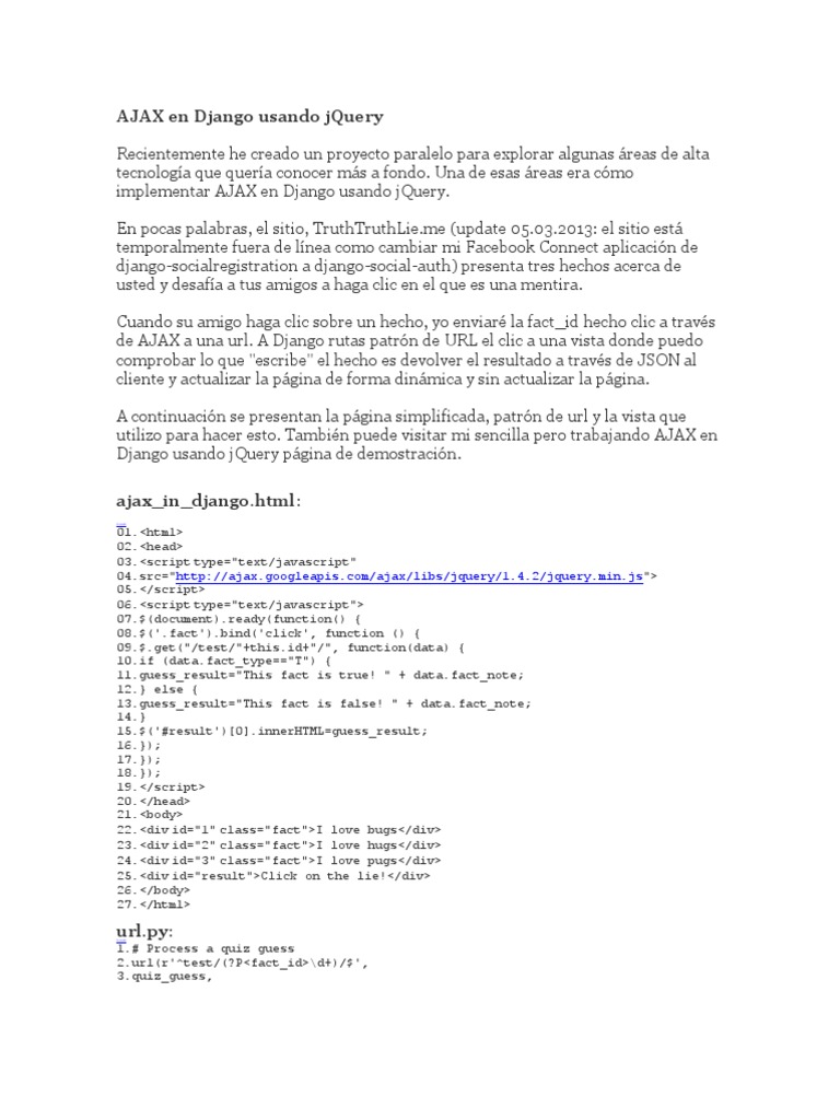AJAX en Django Usando Jquery | PDF | Ajax (Programación) | Script Java