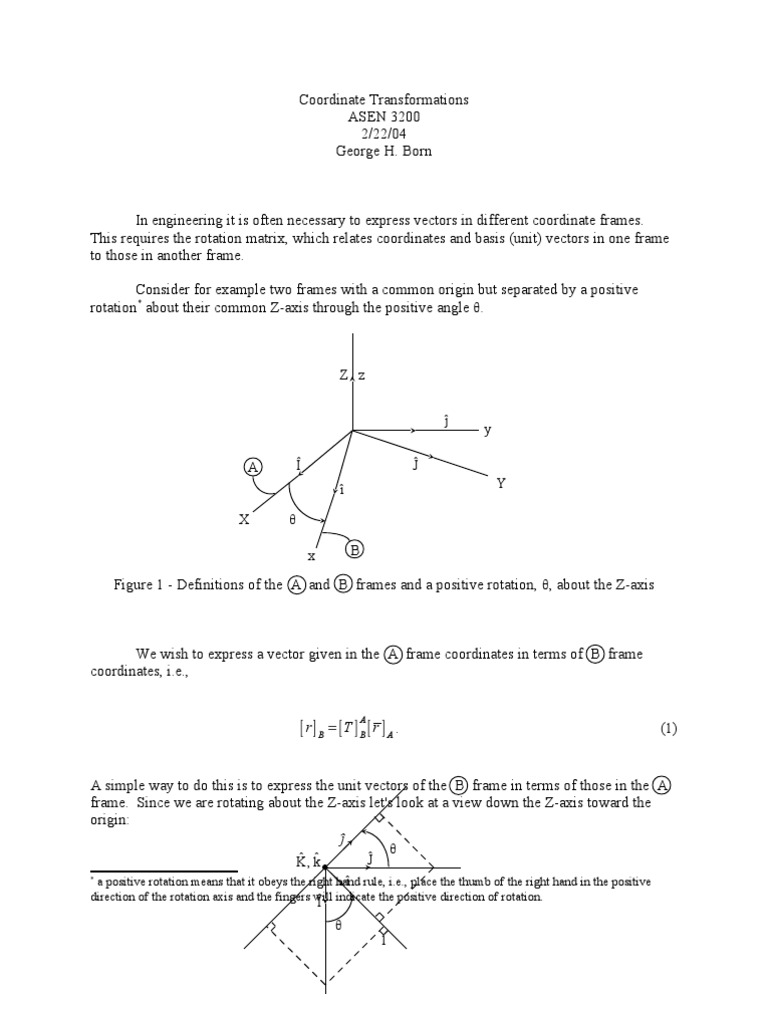 Coordinate Transformations Cartesian Coordinate System Coordinate