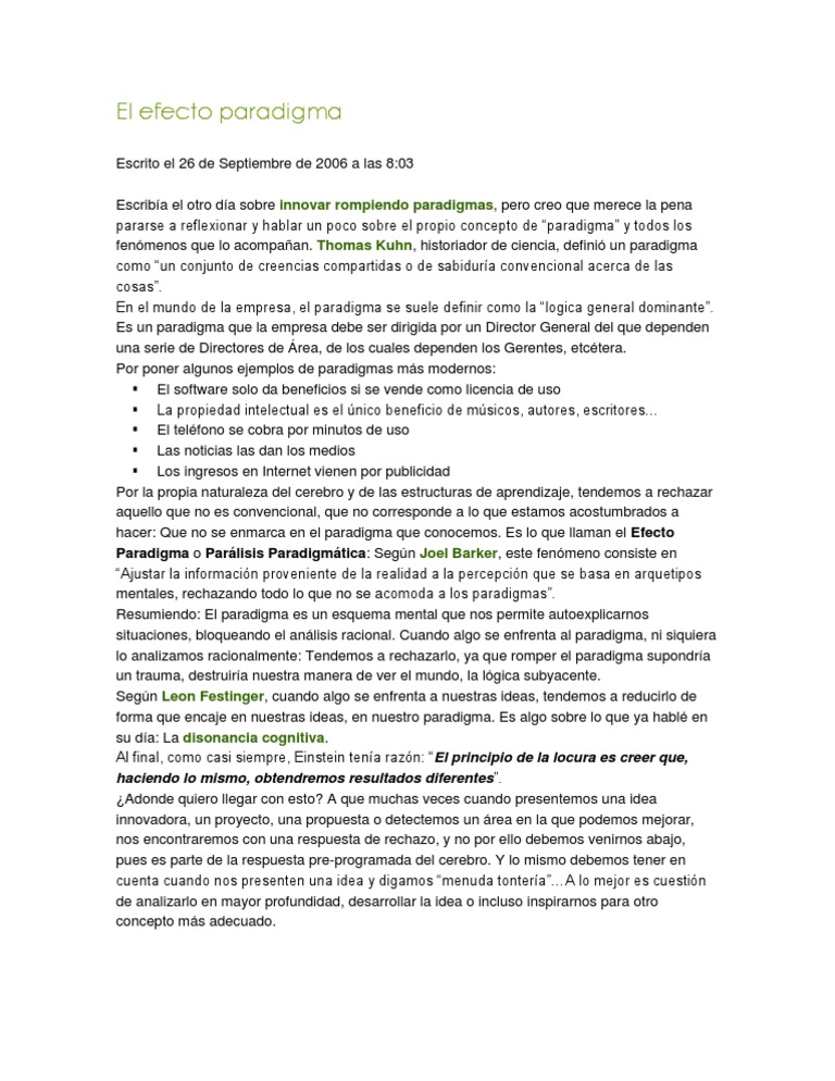 Efecto Paradigma: Comprendiendo su Impacto | PDF | Paradigma ...