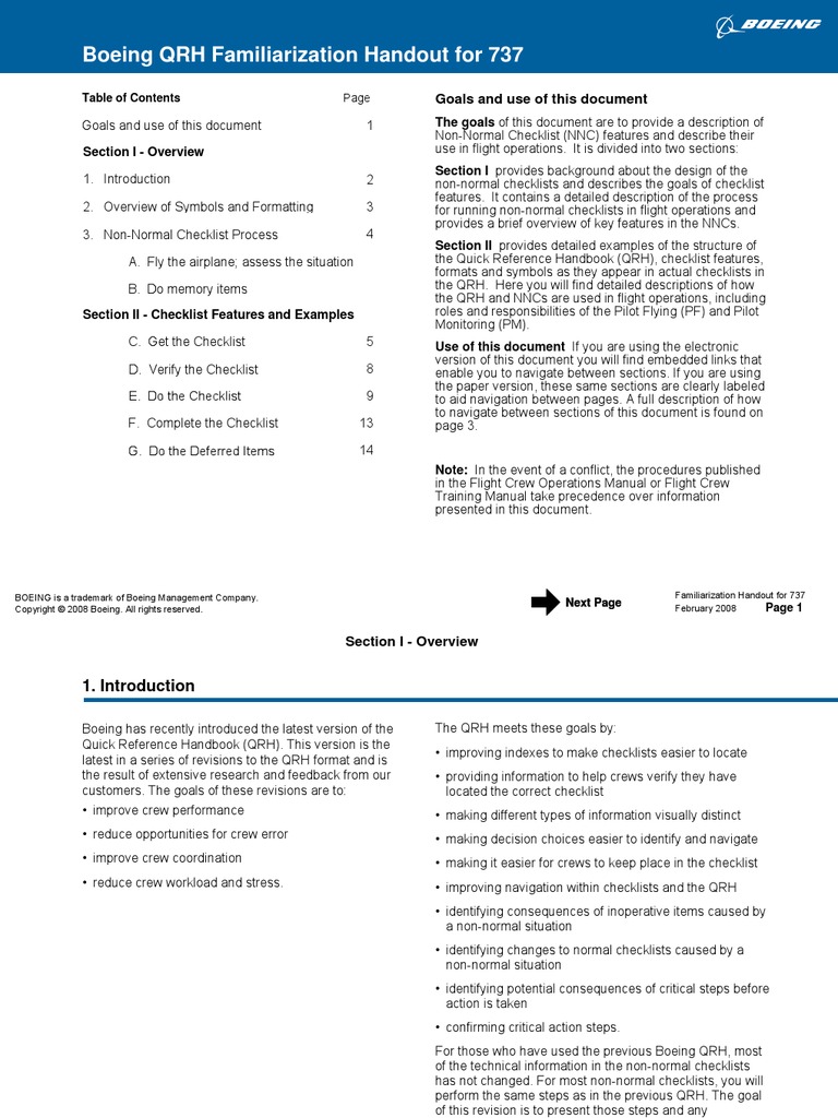 B737 QRH New Format Handout | PDF | Memory | All Rights Reserved