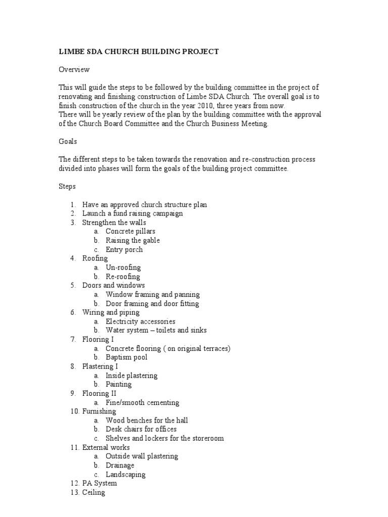 Church Building Plan | PDF | Framing (Construction) | Wall