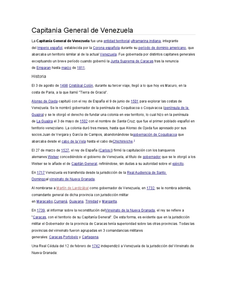 Capitanía General de Venezuela | Antiguas colonias españolas ...