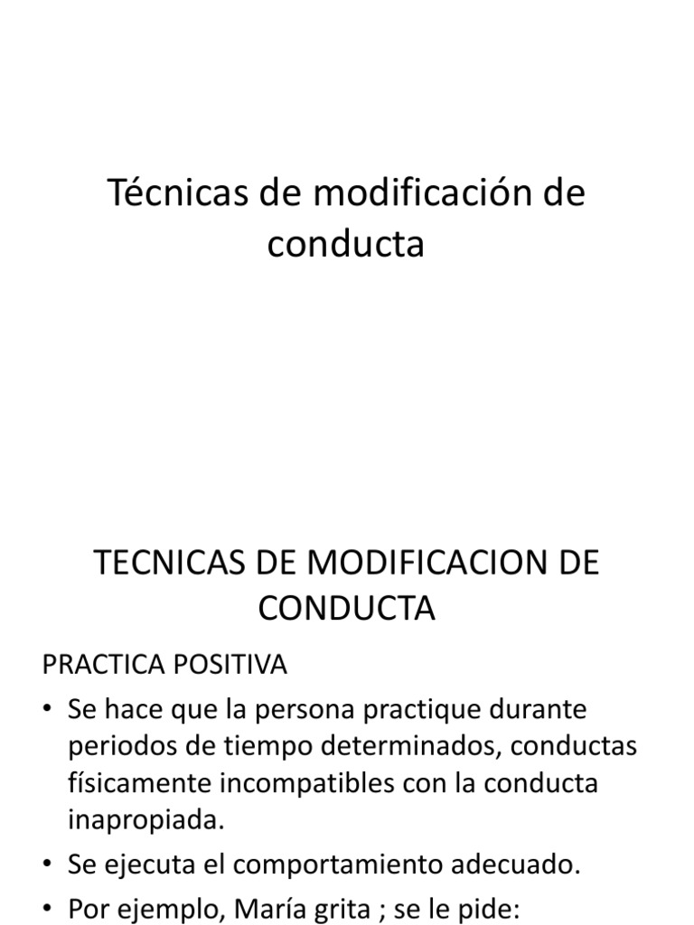 Técnicas de Modificación de Conducta | PDF | Modificación de ...