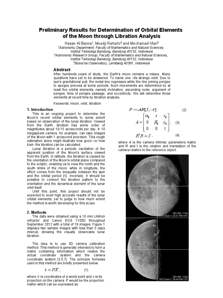 Determination of Orbital Elements of The Moon (Preliminary) | PDF | Apsis | Moon