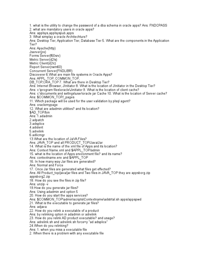 Apps Dba Questions Pdf Oracle Database Zip File Format