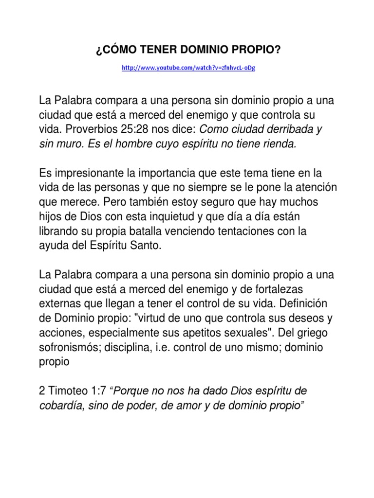 Cómo Tener Dominio Propio | PDF | Cristo (título) | Paciencia