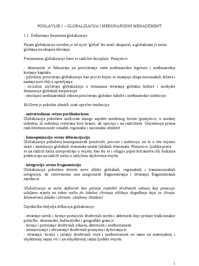 Skripta Za Medjunarodni Menadzment - I Parcijala | PDF