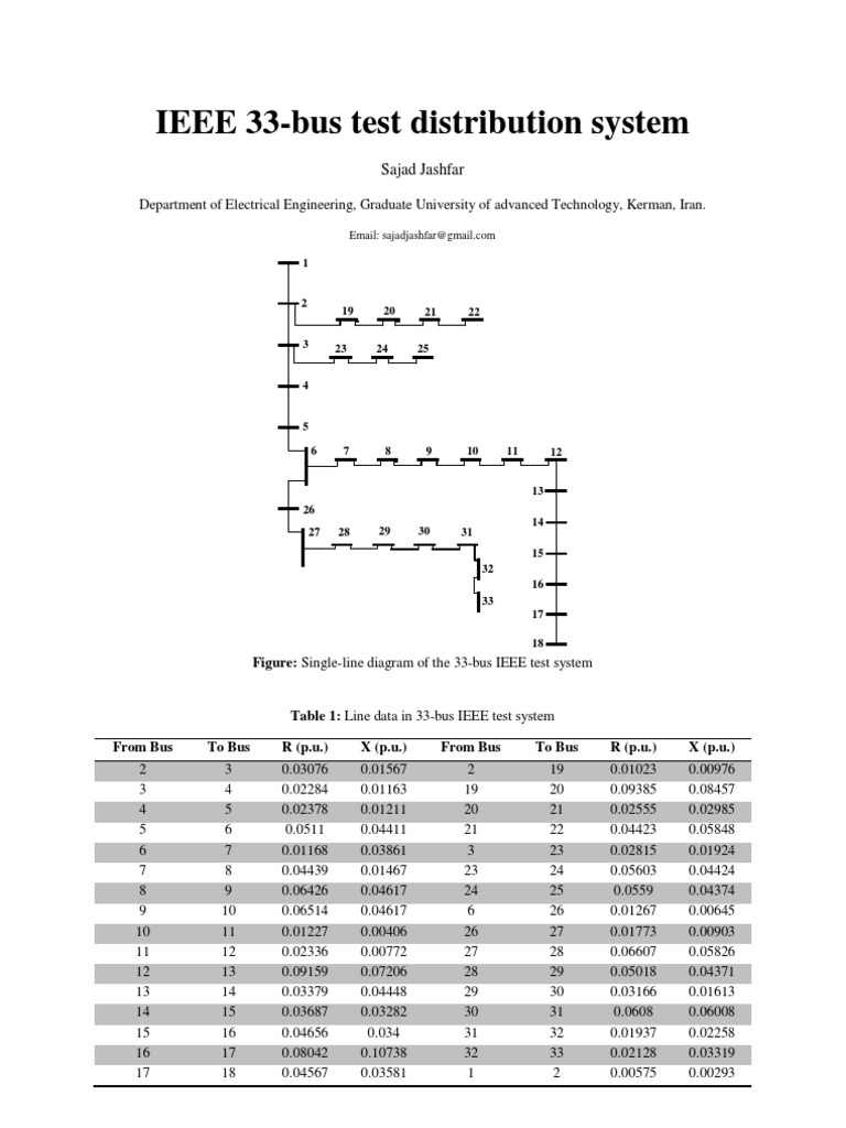IEEE 33-Bus Test Distribution System | PDF | Engineering | Electrical ...