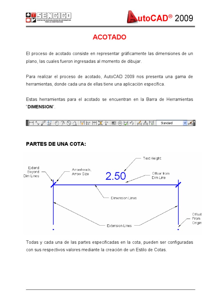 Guía de Acotado en AutoCAD 2009 | PDF | Informática y tecnología de la ...