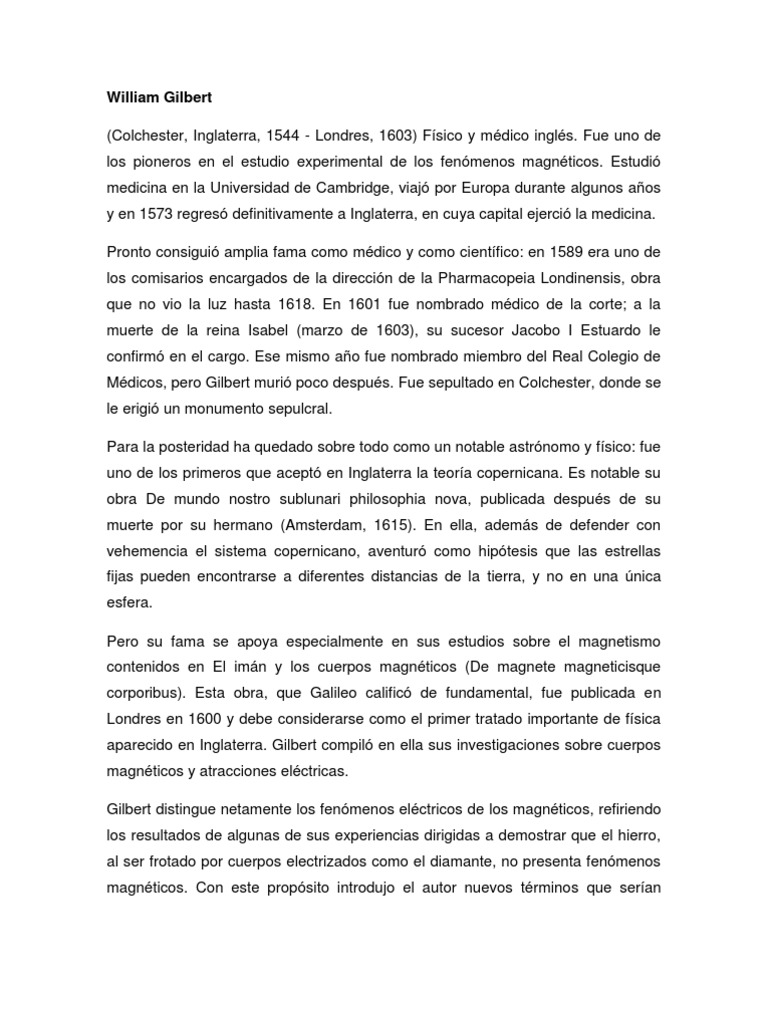 William Gilbert | PDF | Magnetismo | Electromagnetismo