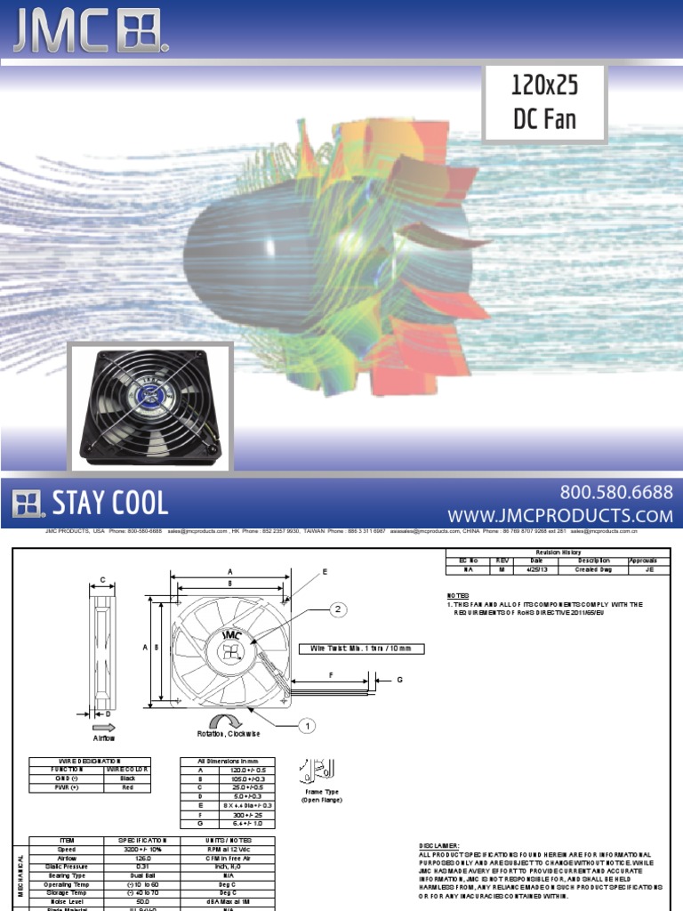 JMC 120x25mm DC Fan | PDF | Mechanical Fan | Electronics