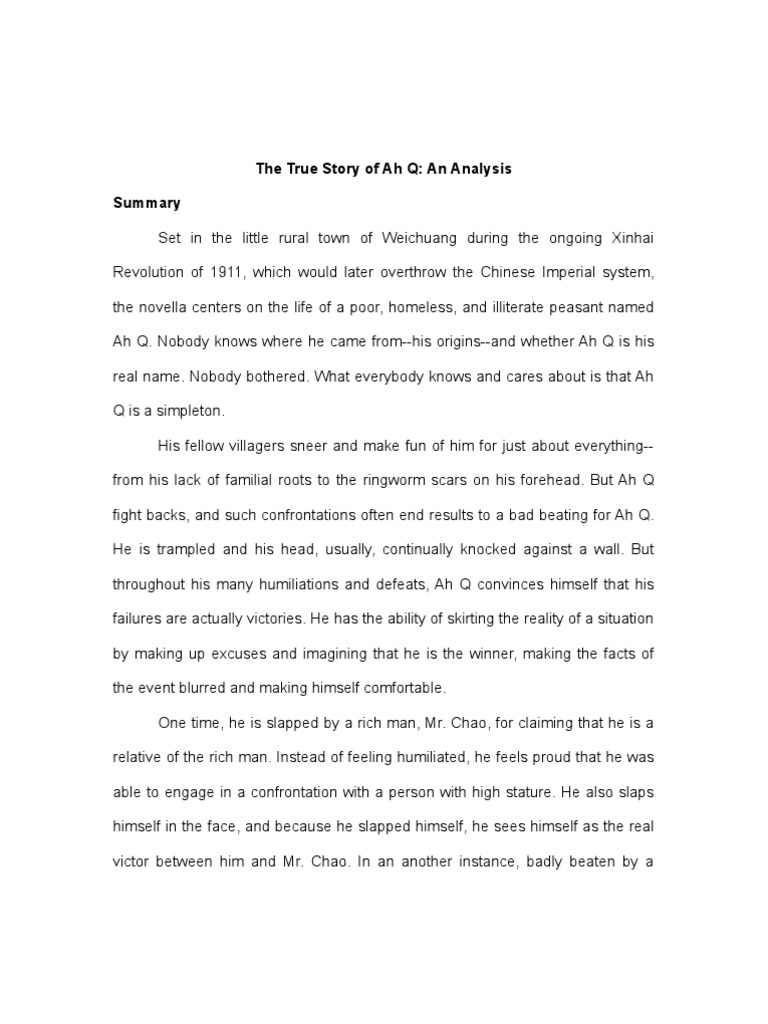 Analysis of The True Story of Ah Q | PDF