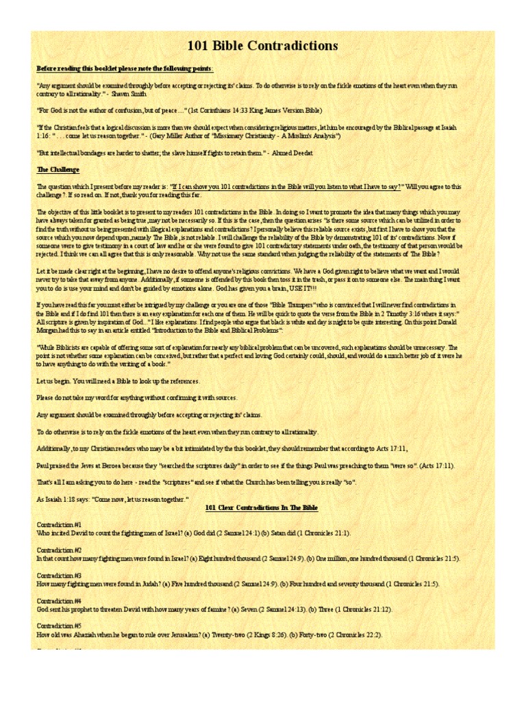 101 Contradictions in the Bible | PDF | Philosophy
