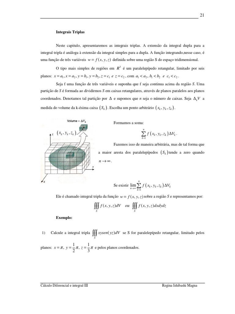 Cálculo de Integrais Triplas | PDF | Integrante | Cálculo
