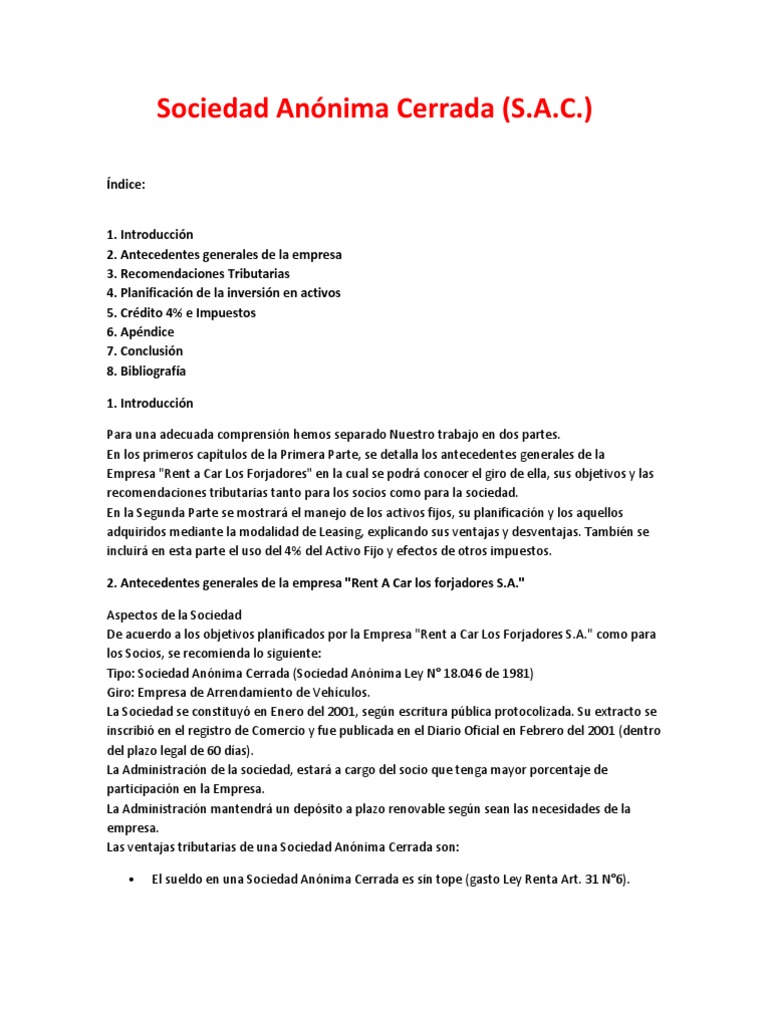 Sociedad Anónima Cerrada | PDF