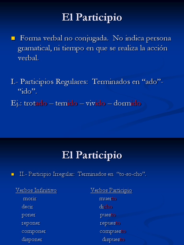 El Participio | PDF | Verbo | Reglas