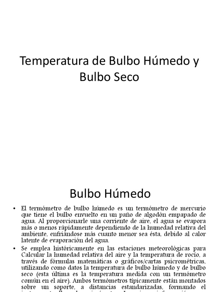 Temperatura de Bulbo Húmedo y Bulbo Seco | PDF | Temperatura | Humedad