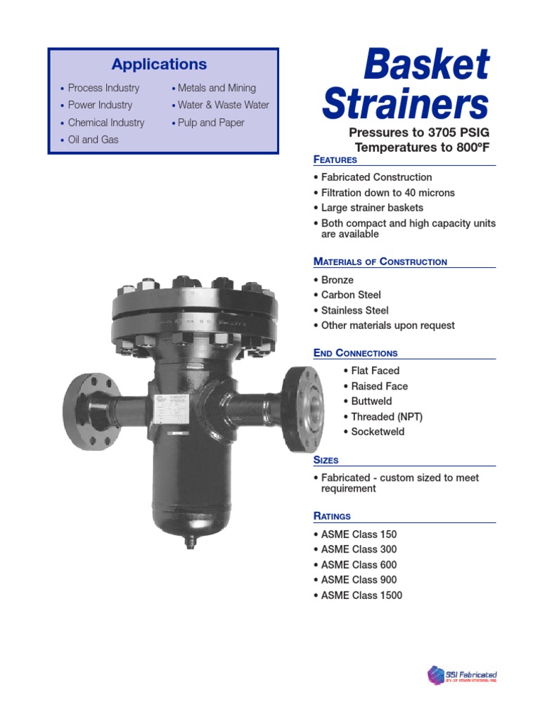 Basket Strainers | PDF | Pipe (Fluid Conveyance) | Screw