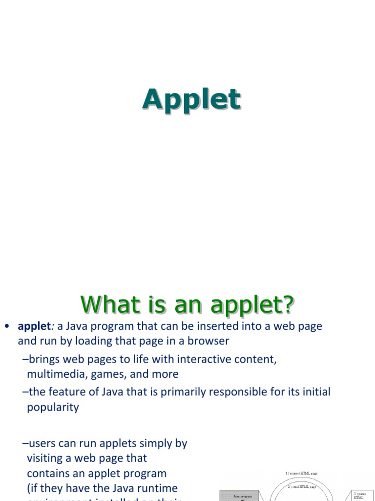 Java - Applets For Object Oriented Programming | PDF | Java (Programming Language) | Web Page