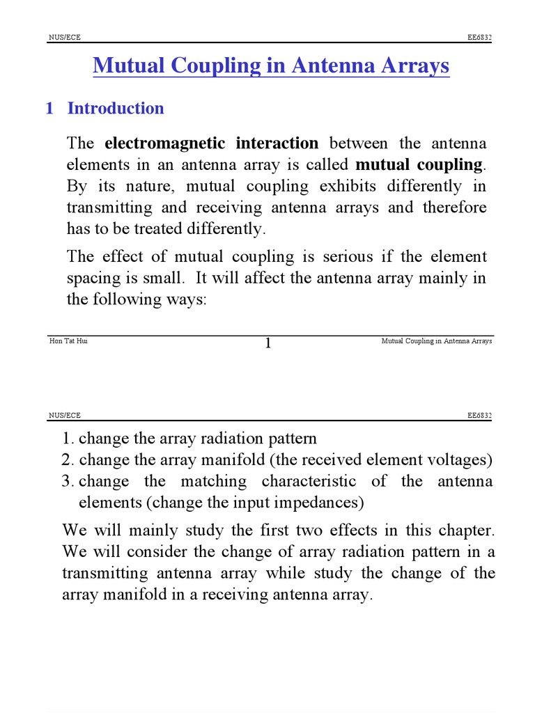 Mutual Coupling in Antenna Arrays | PDF | Antenna (Radio) | Electrical ...