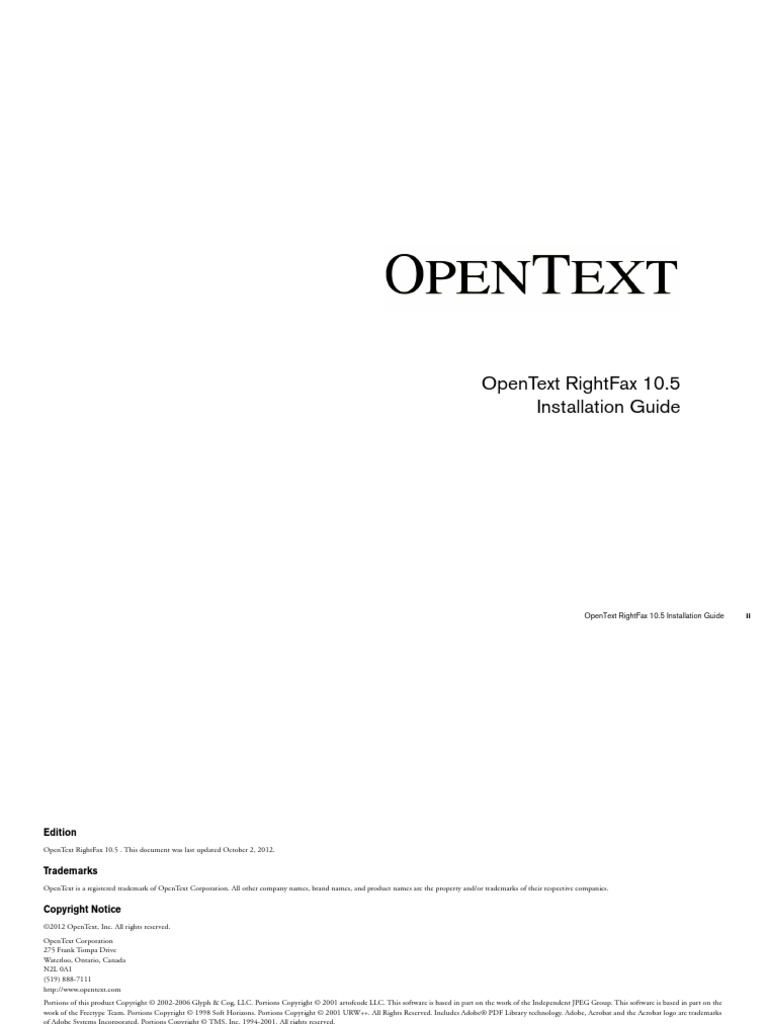 OpenText RightFax 10.5 Installation Guide | PDF | Microsoft Sql Server | Databases