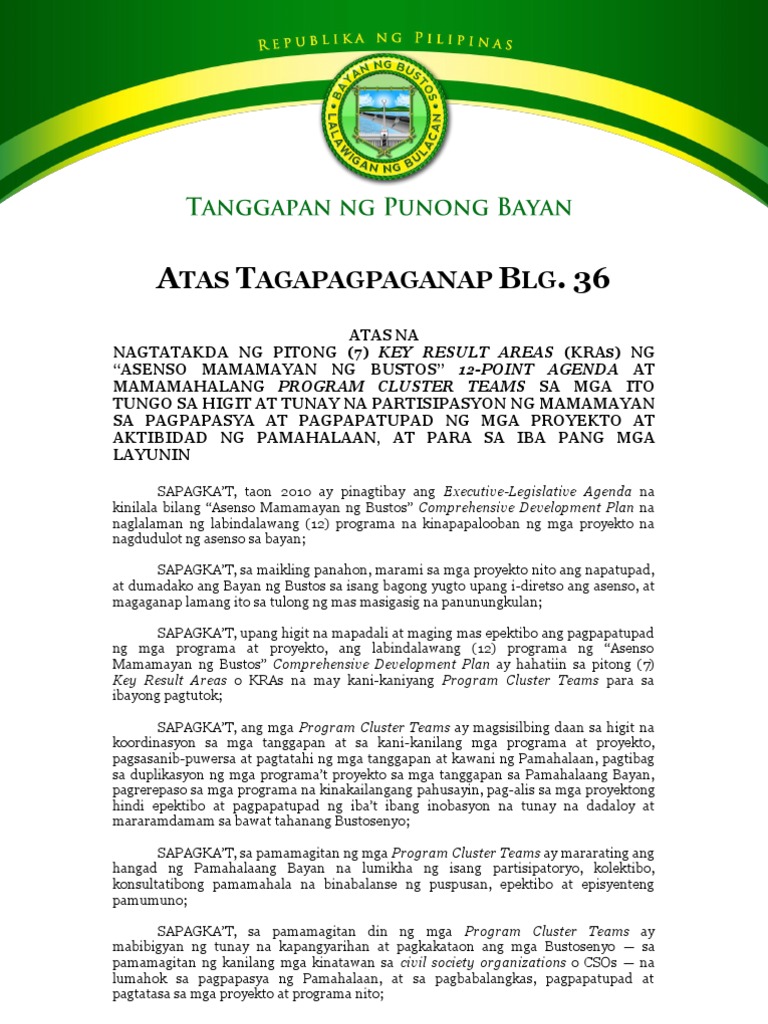 Executive Order No 36 | PDF
