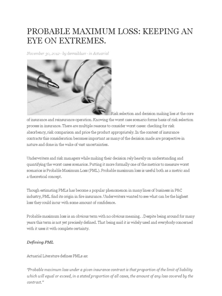 Probable Maximum Loss | PDF | Reinsurance | Risk