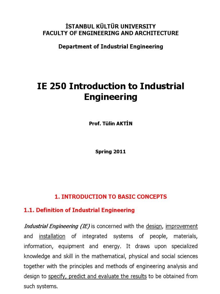 Lecture Note On Introduction To Industrial Engineering | PDF ...