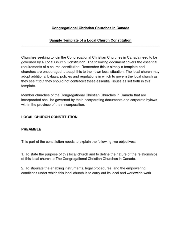 Local Church Constitution | PDF | Baptism | Board Of Directors