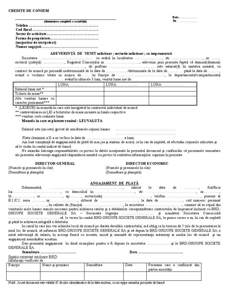 Adeverinta de Venit Solicitant | PDF