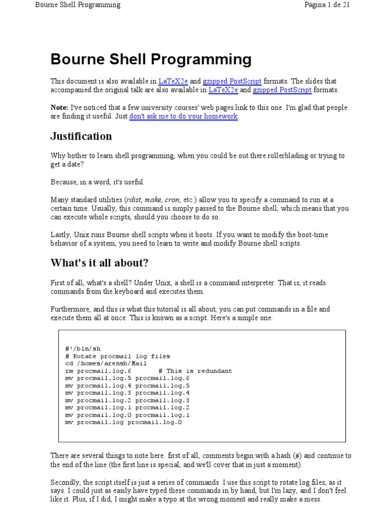 Bourne Shell Programming: Justification | PDF | Command Line Interface ... Bourne Shell Programming: Justification | PDF | Command Line Interface ...