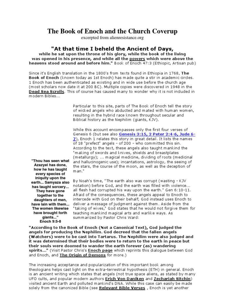 The Book of Enoch and The Church Coverup | PDF | Book Of Enoch | Enoch ... The Book of Enoch and The Church Coverup | PDF | Book Of Enoch | Enoch ...