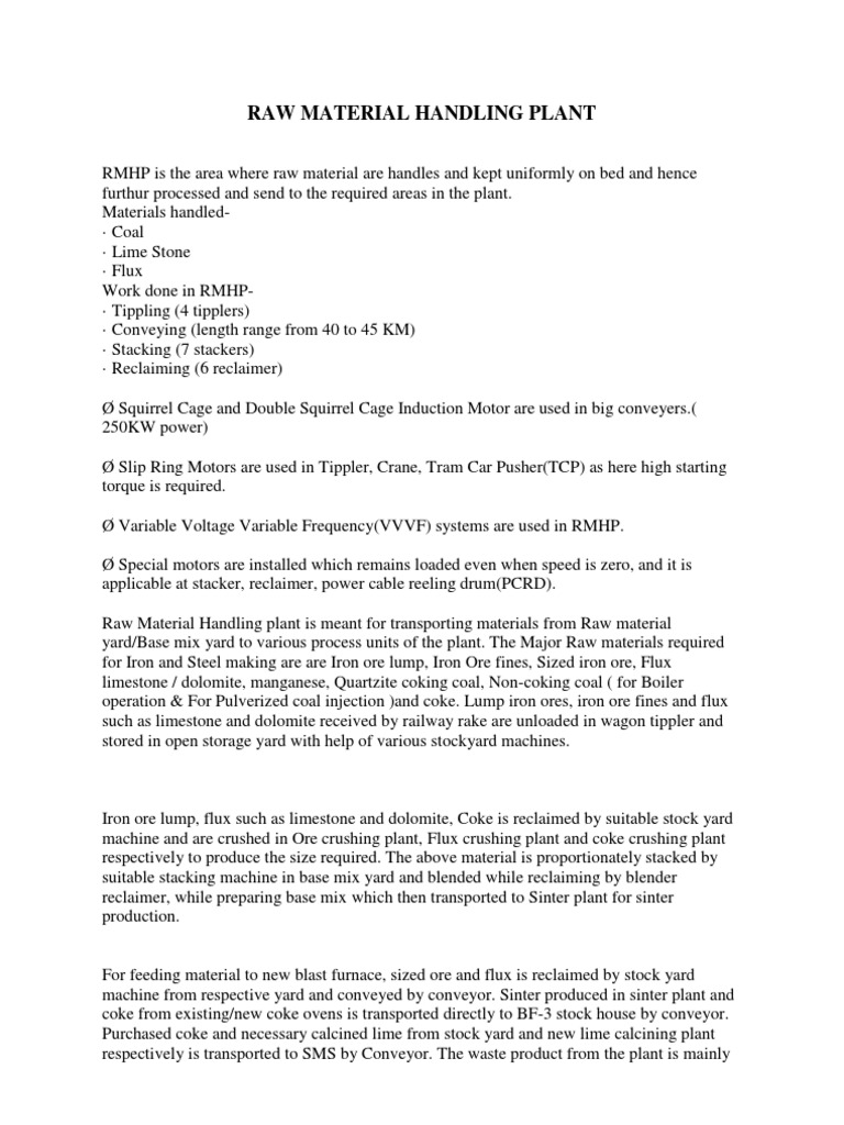 Raw Material Handling Plant | PDF | Heavy Industry | Crystalline Solids