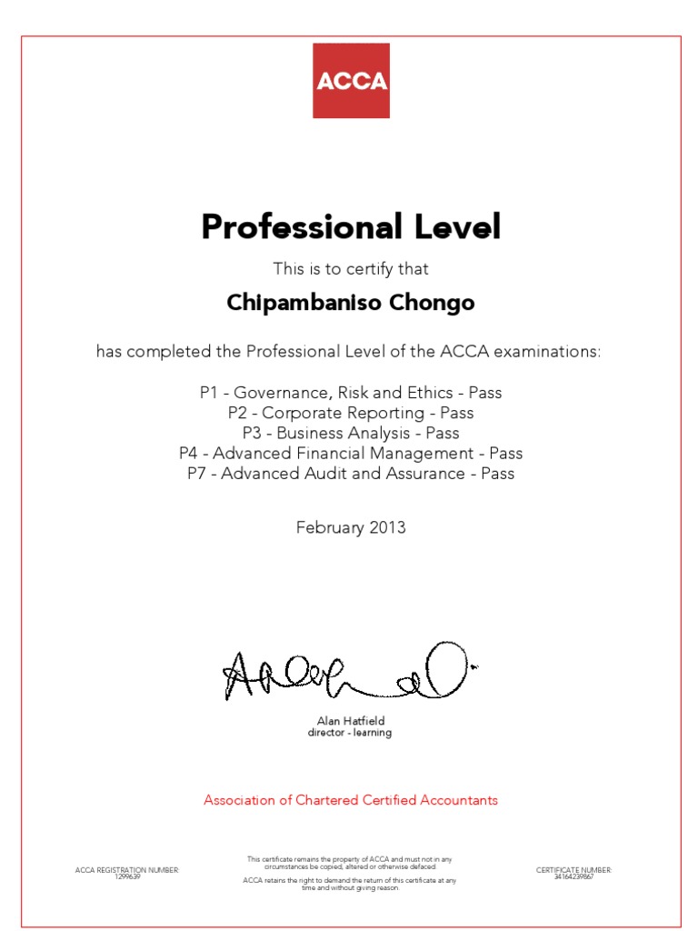 ACCA Professional Level Certification | PDF