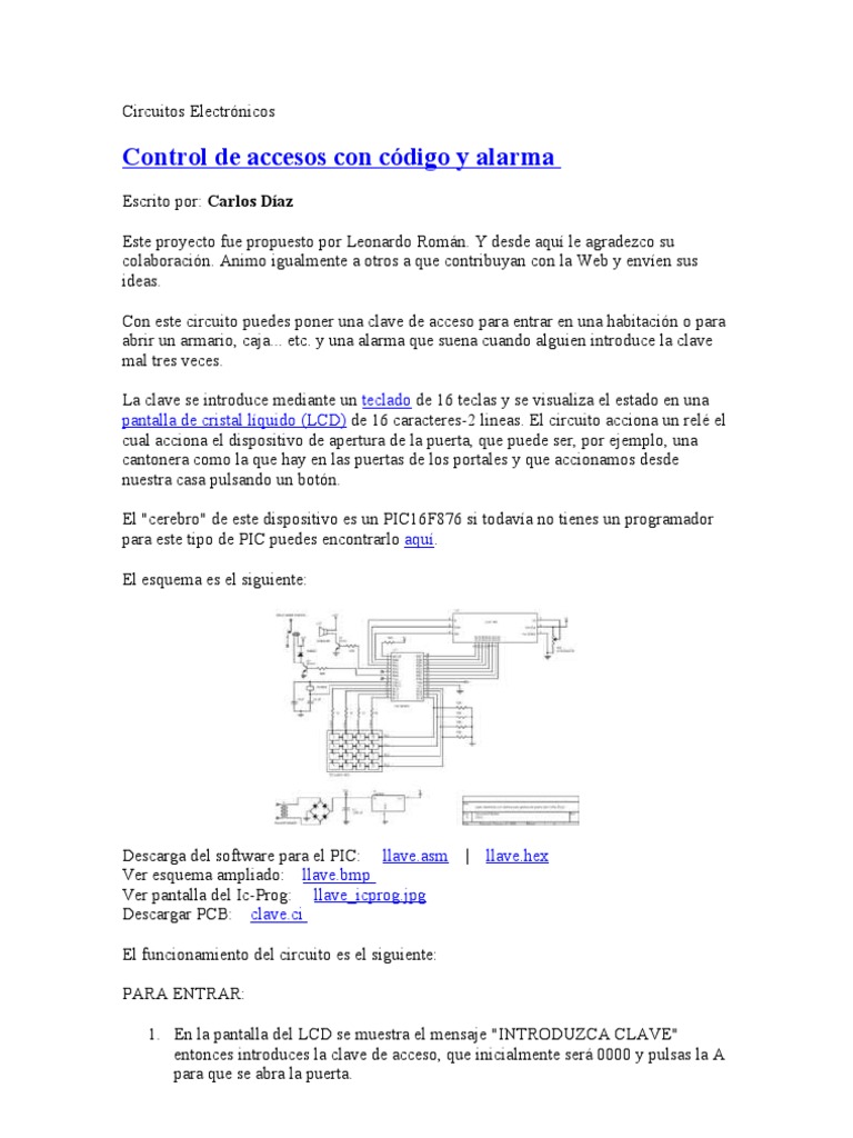 Alarma Con Codigo | PDF | Pantalla de cristal líquido | Áreas de ...
