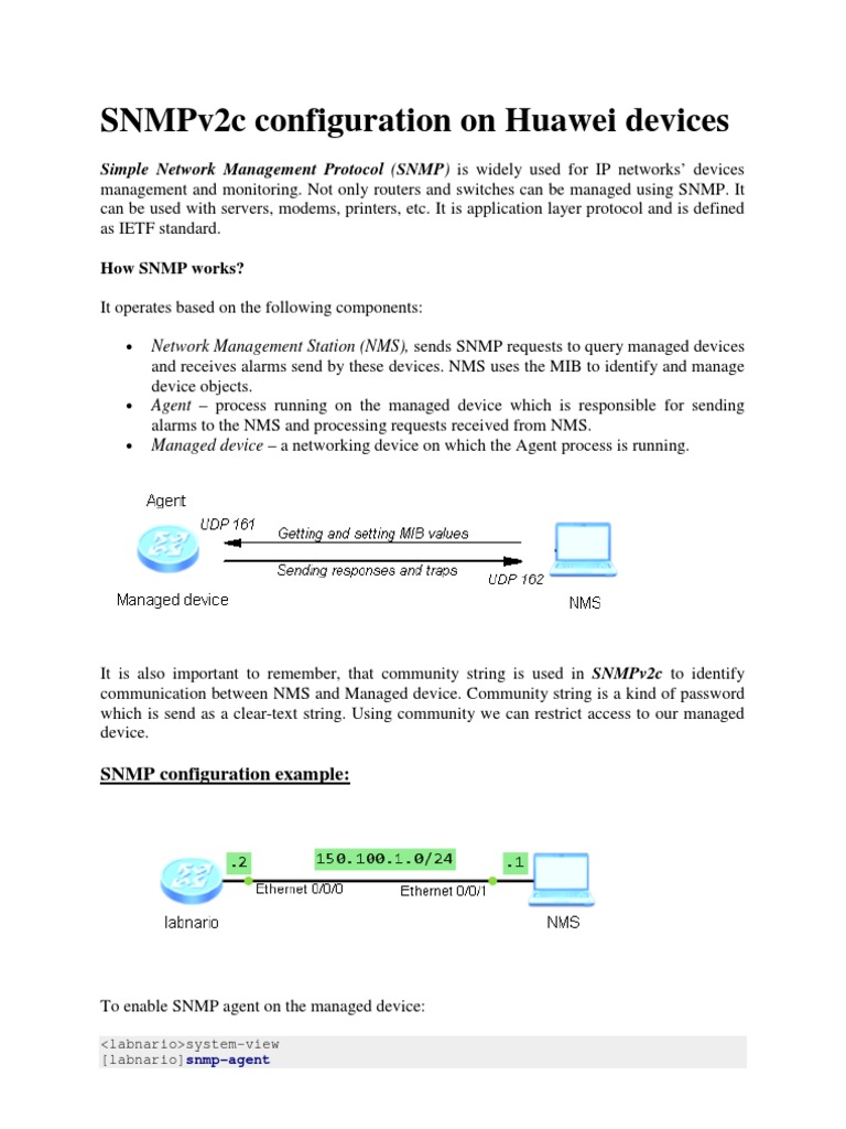 Snmpv2c Configuration On Huawei Devices | PDF | Internet Protocols ...