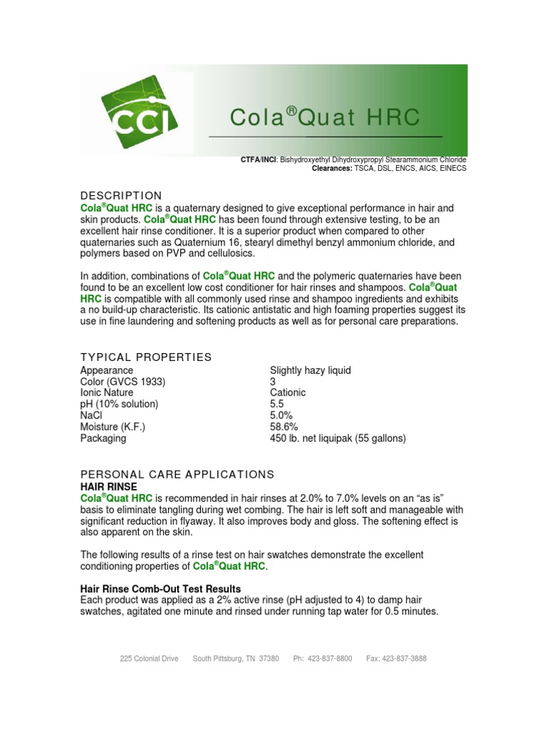 ColaQuat HRC | PDF | Shampoo | Cosmetics