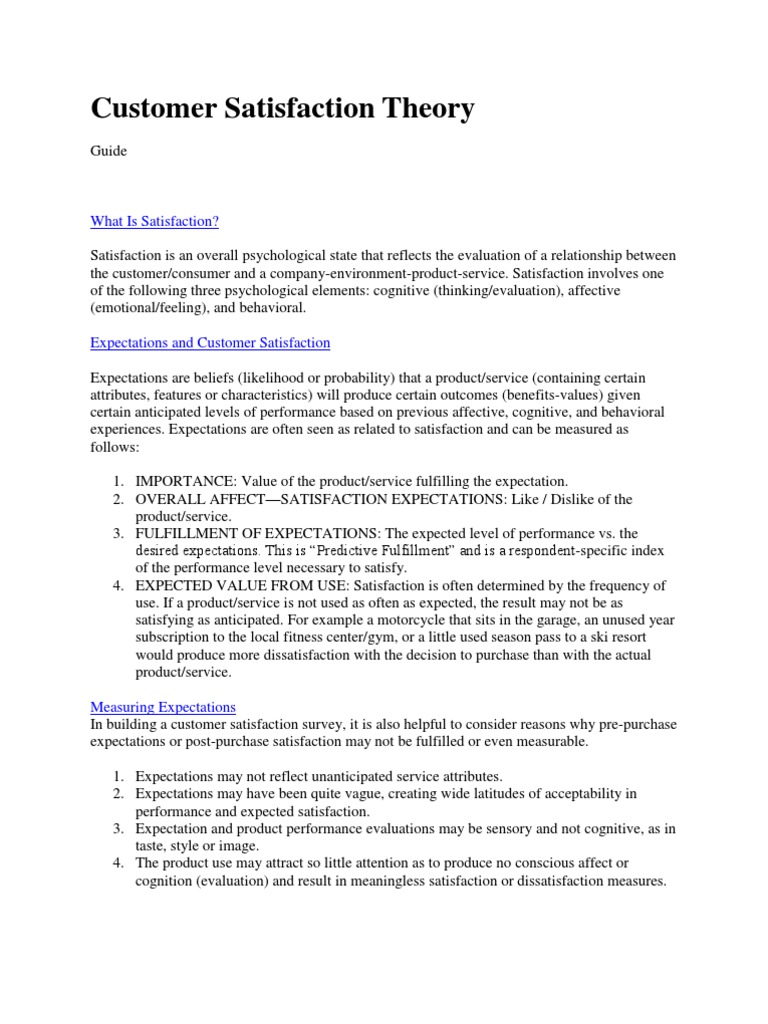 Understanding Customer Satisfaction Theory | PDF | Customer ...