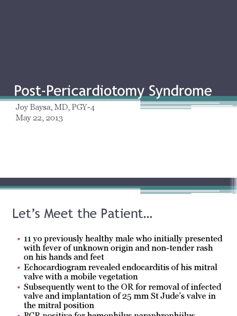 Post-Pericardiotomy Syndrome.May 22.pptx | Clinical Medicine | Medical Specialties