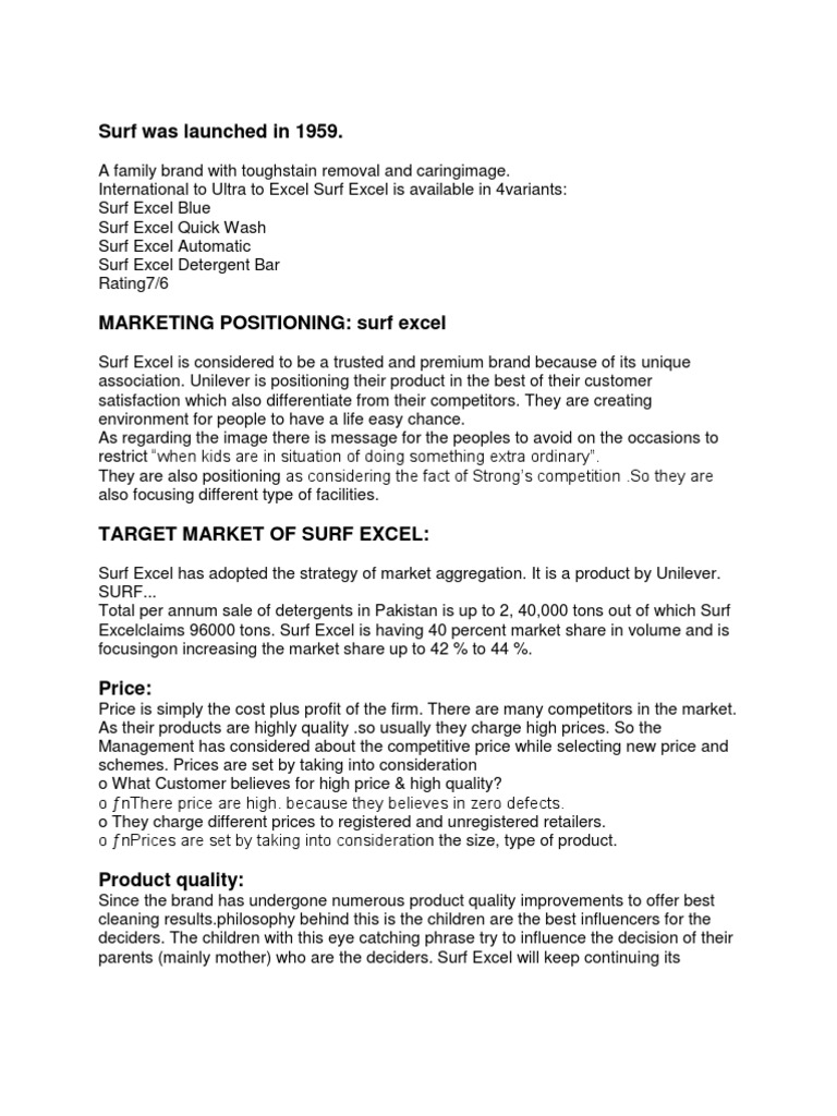 Surf Excel | PDF | Brand | Marketing