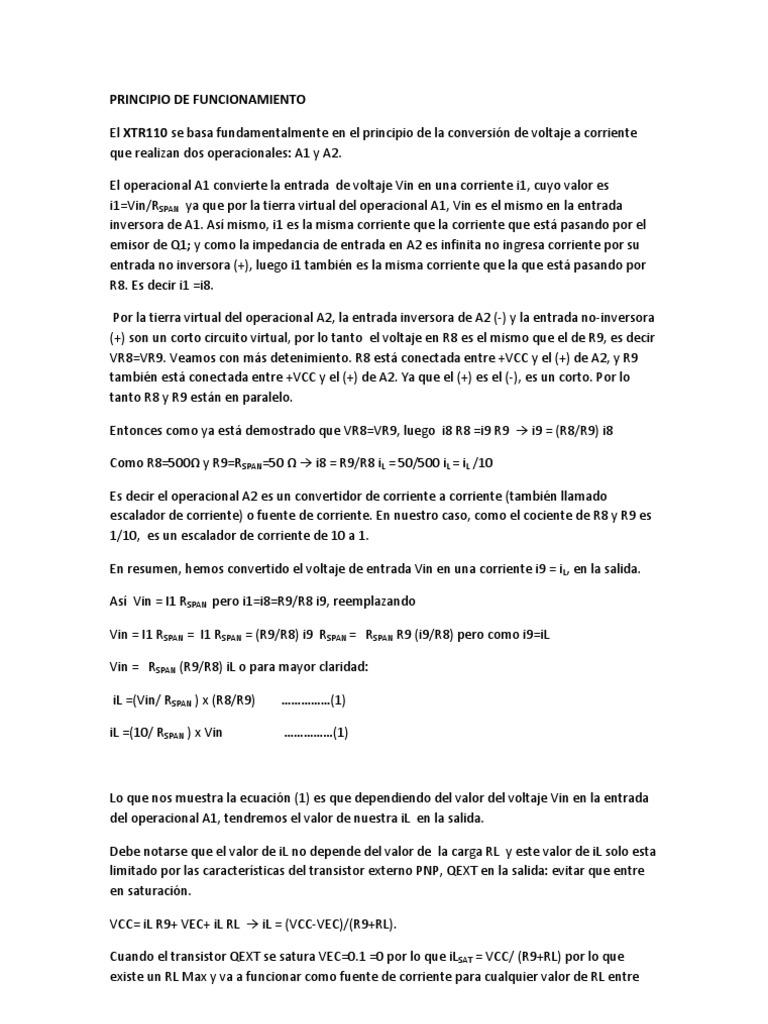 XTR110 TEORIA DE OPERACIÓN 7 Pages | PDF | Transistor | Transistor de ...
