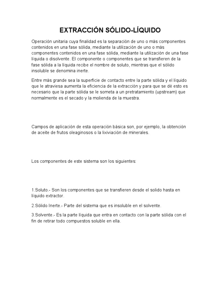 Extracción Sólido | PDF | Ciencias fisicas | Sustancias químicas