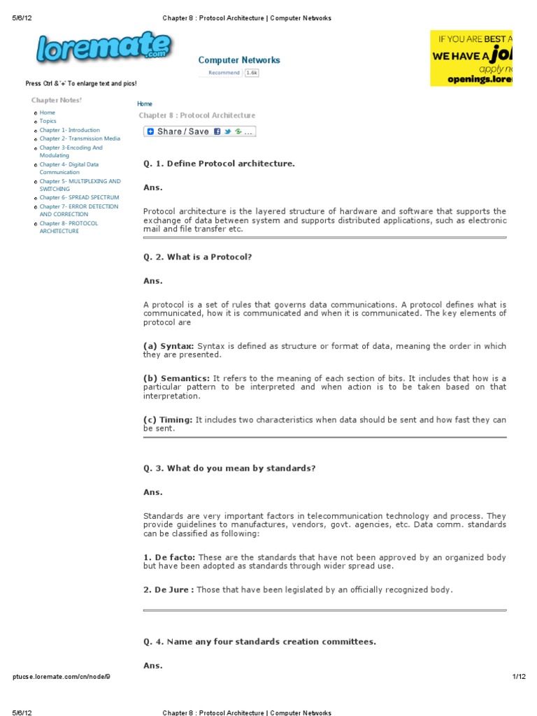 Chapter 8 - Protocol Architecture - Computer Networks | PDF | Osi Model ...