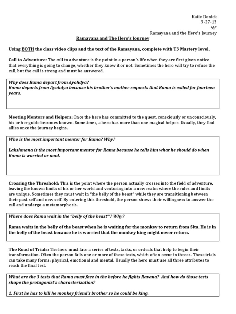 Ramayana and The Hero S Journey3 | PDF | Rama | Ramayana